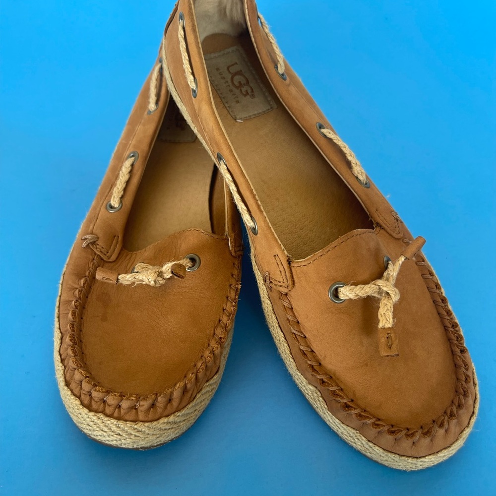 Ugg Chestnut Nubuck Espadrille Flat Moccasin.Leather … - Gem